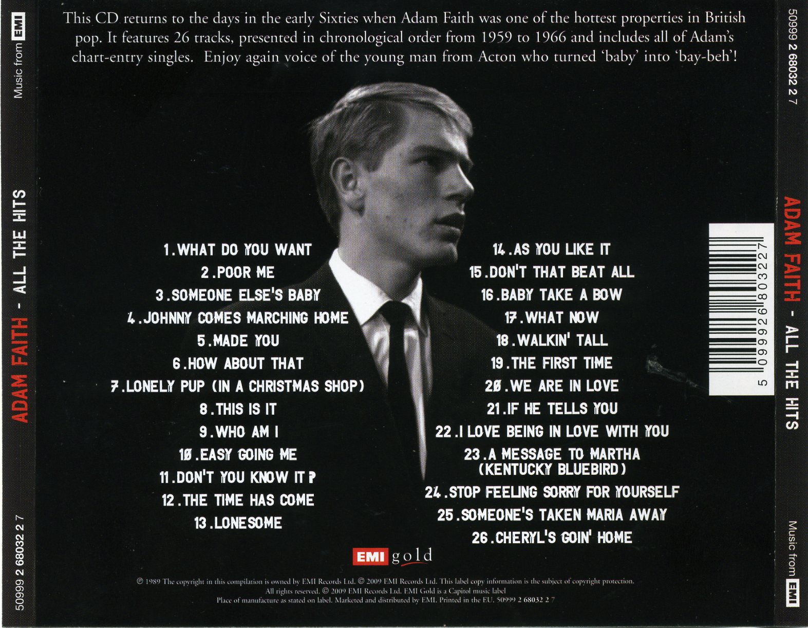 Adam Faith All Time Hits : Back | CD Covers | Cover Century | Over 1. ...